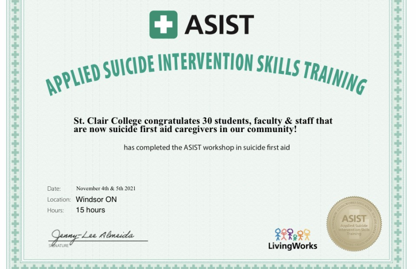 Suicide prevention courses teach life-saving skills | St. Clair College
